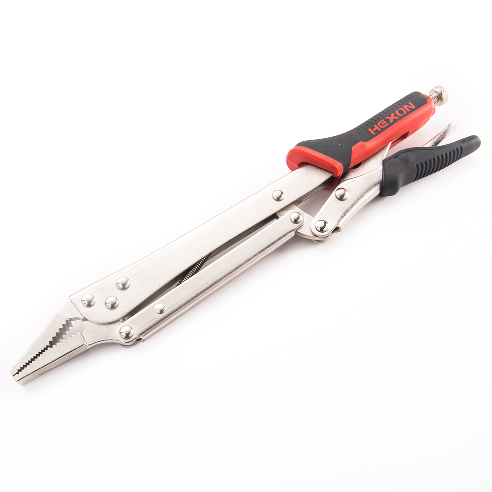 China Extended Extra Long Nose Locking Pliers With Dual Colors Soft ...