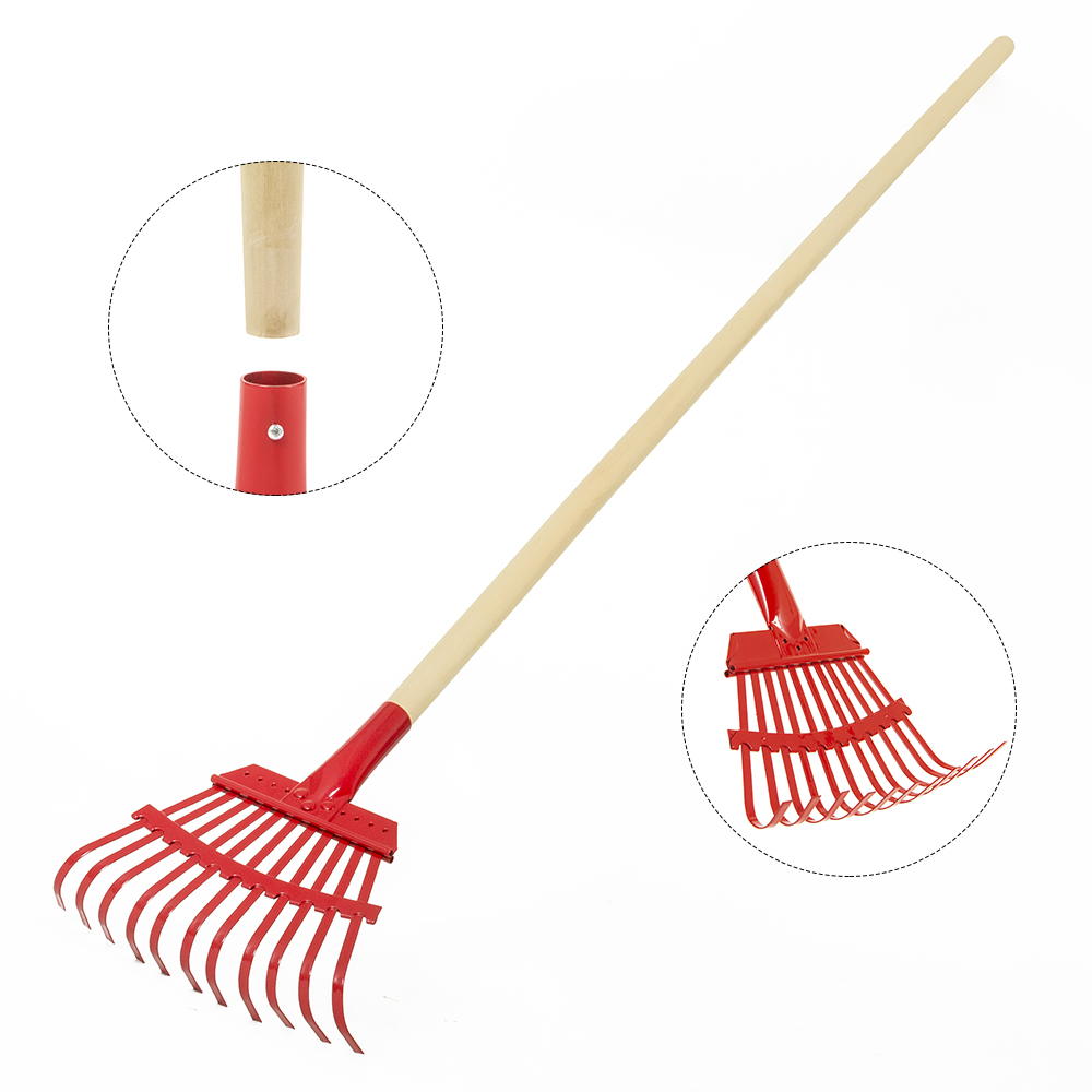 Children's Garden Rake Xifando Kids Leaf Rake - 27 Inch Wooden Handle ...